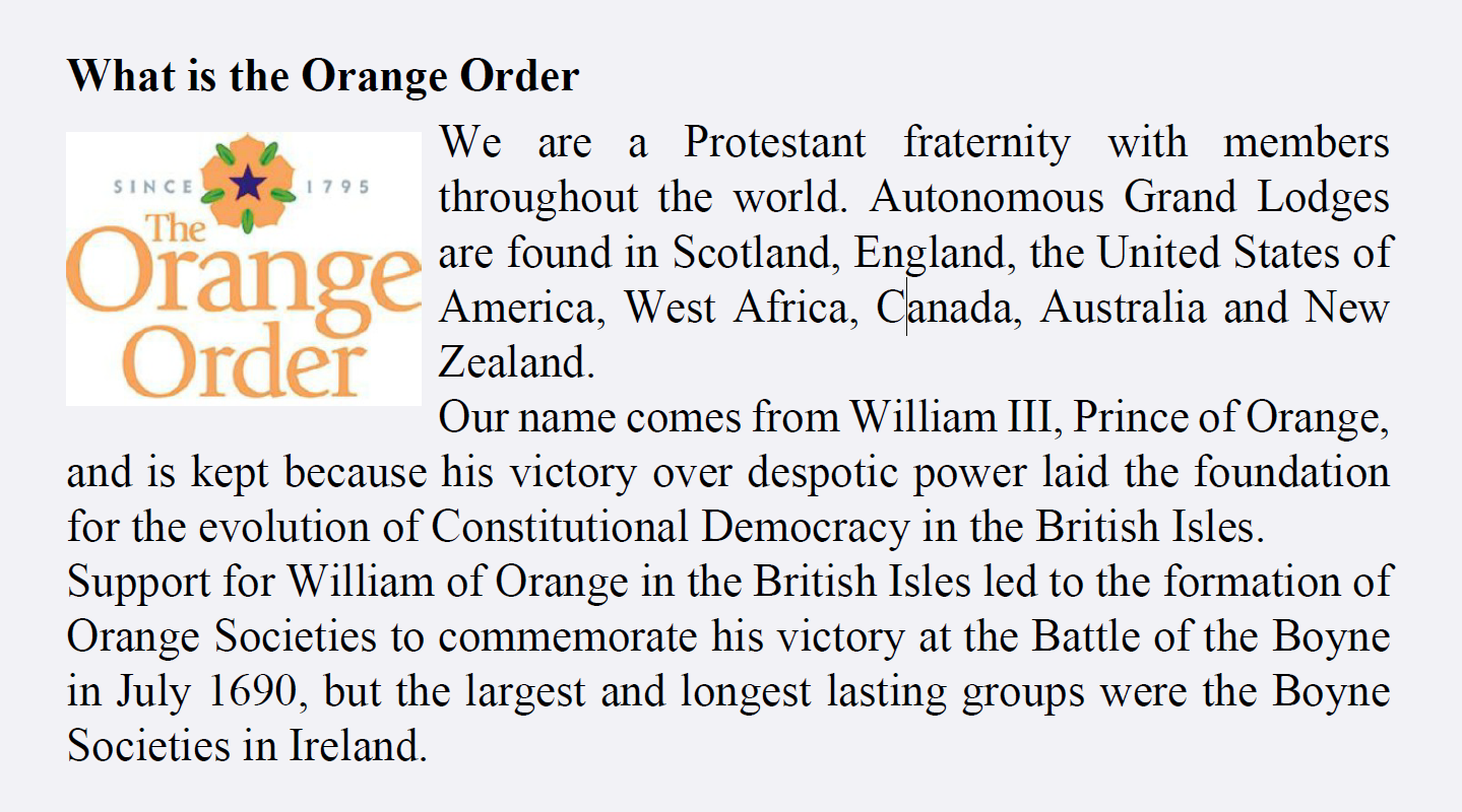 What is the Orange Order (English language) – NI Community Heritage Archive