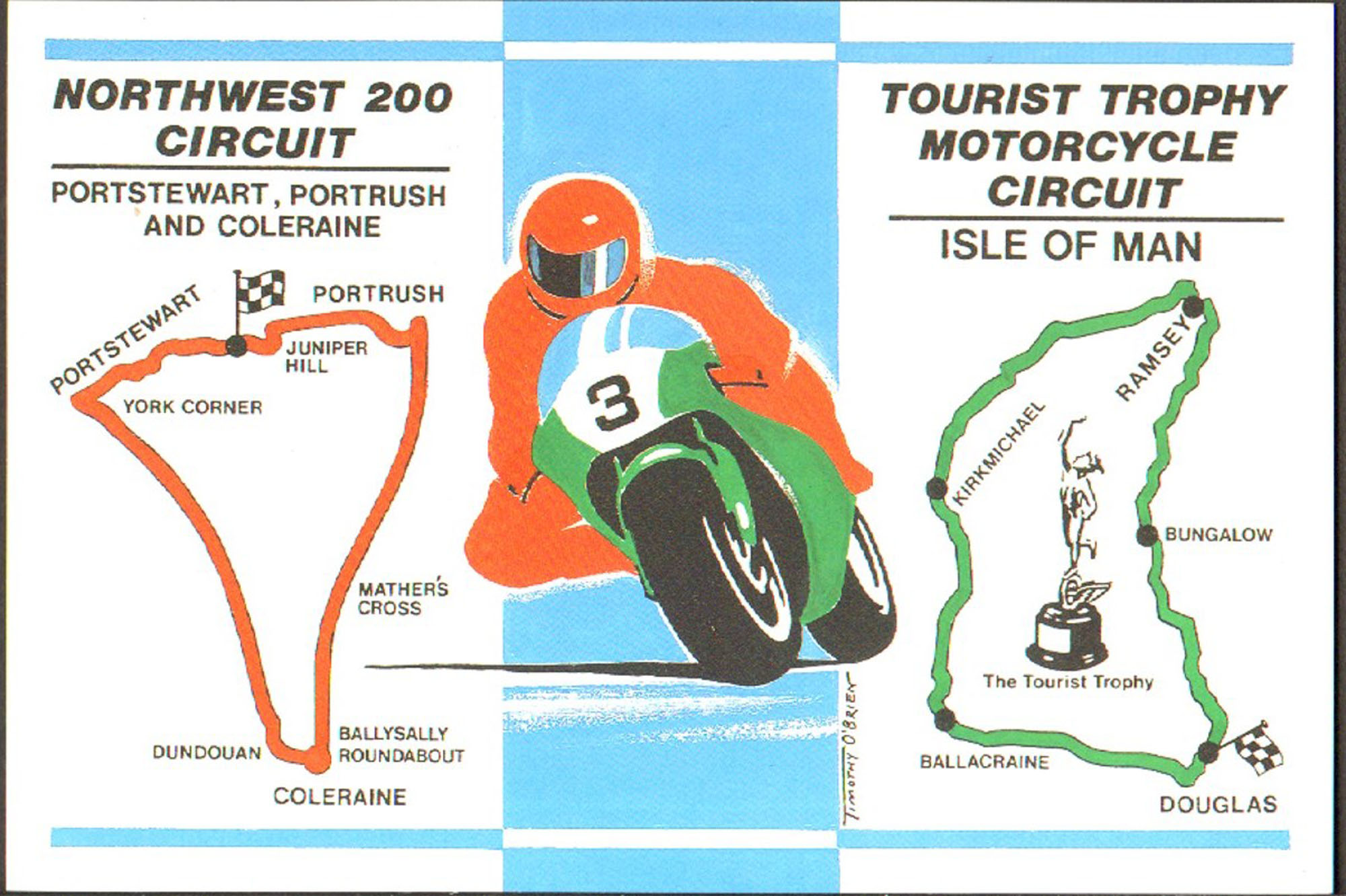 North West 200 Circuit and Tourist Trophy Motorcycle Circuit postcard ...