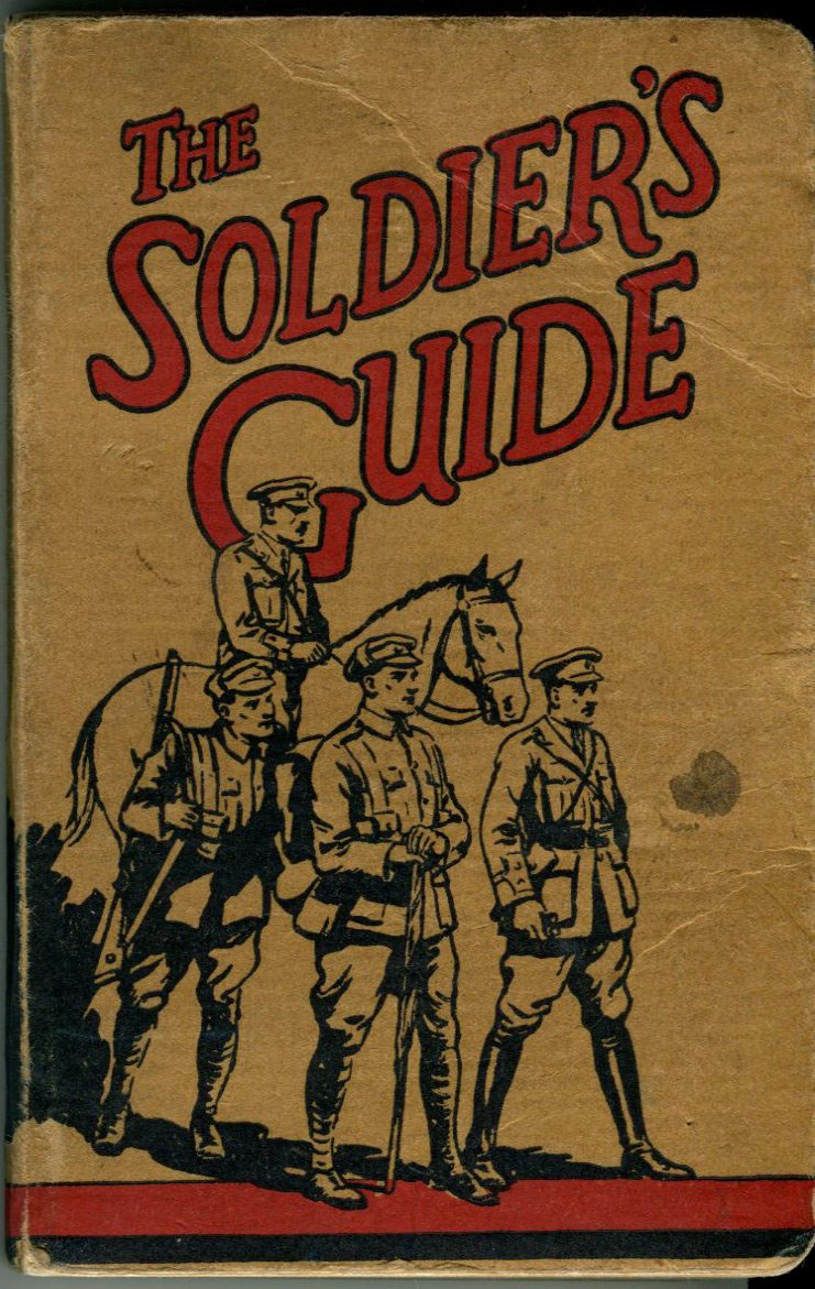The Soldier’s Guide. Brown book with red writing. Image of four ...