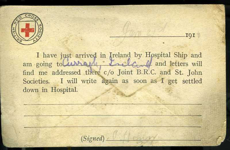 Red Cross postcard – printed with handwritten entries. For notifying ...