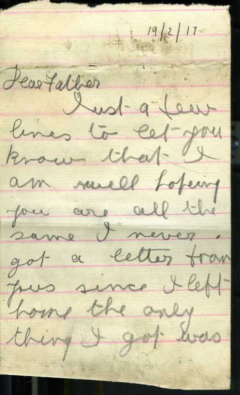 One of 3 pages of handwritten letter from James to his father. Still in ...