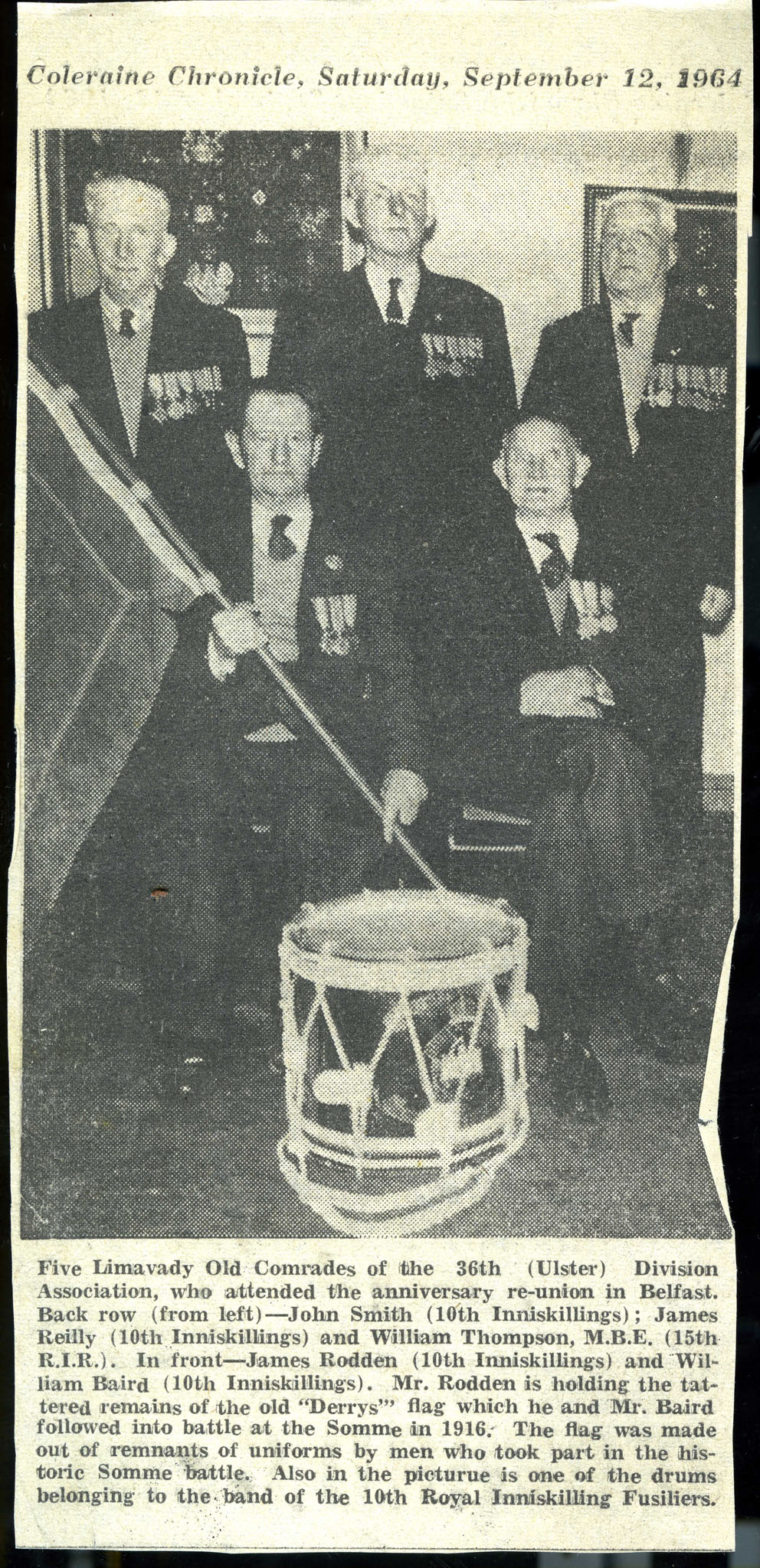 Clipping from Coleraine Chronicle newspaper, dated Saturday, September ...