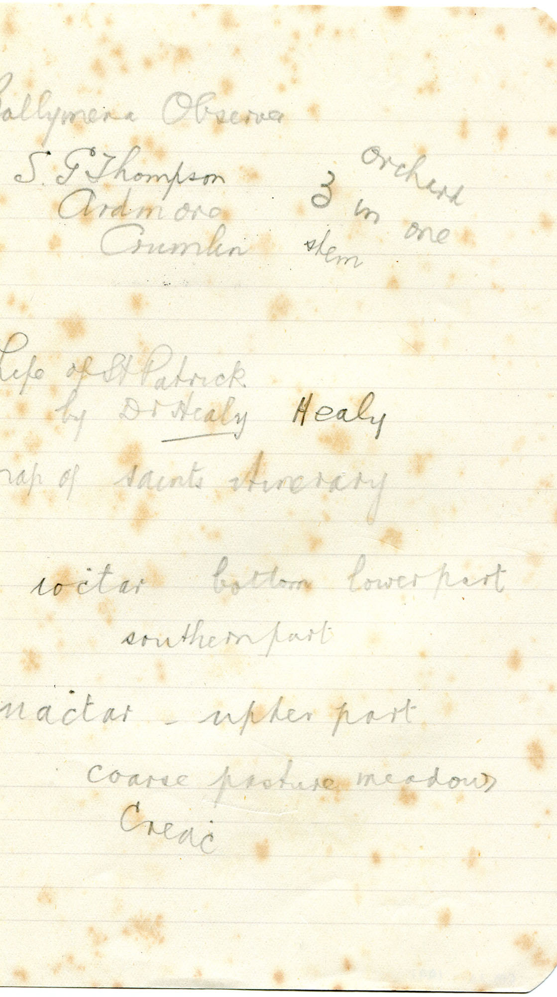 Handwritten rough notes on lined paper. Appears to be taken from the ...