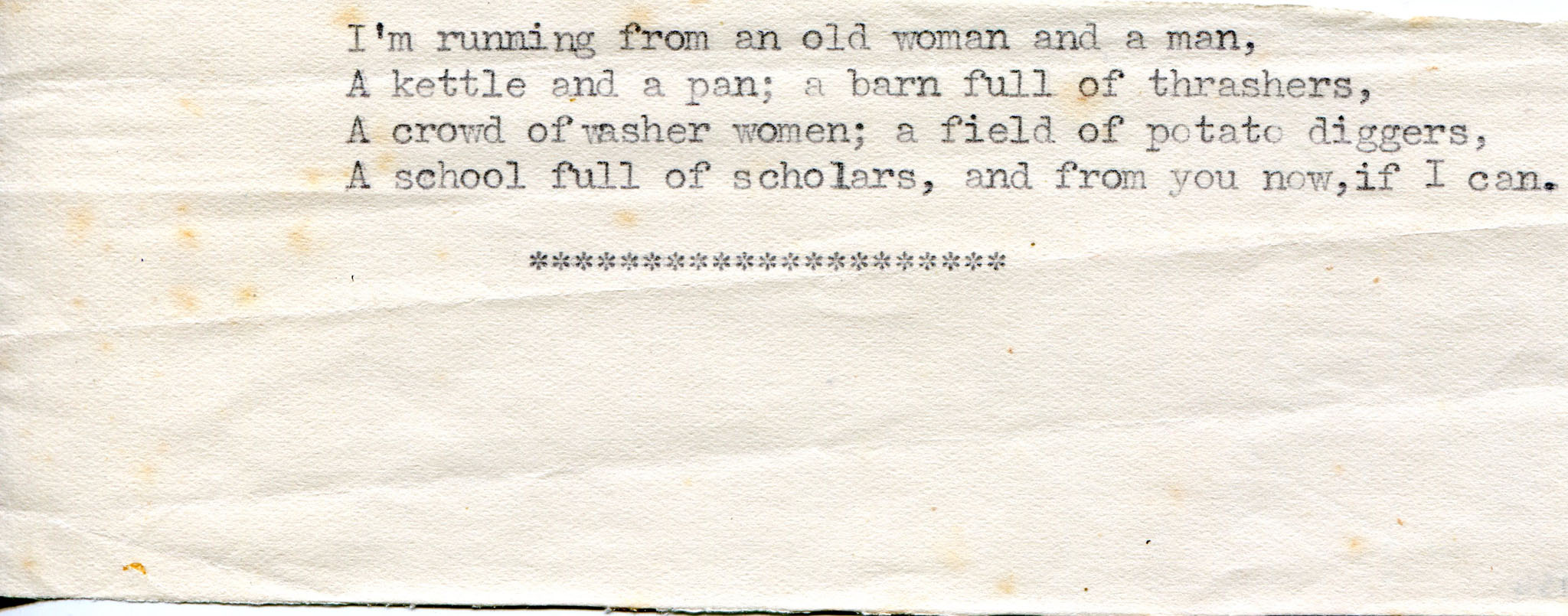 Strip of paper which seems to have been cut and torn from a larger page ...