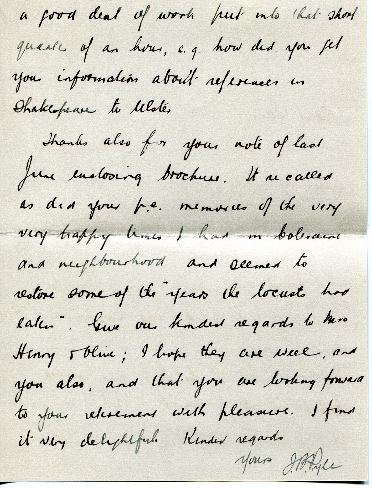 Handwritten letter addressed to ‘Dear Sam.’ Writing re broadcast from ...