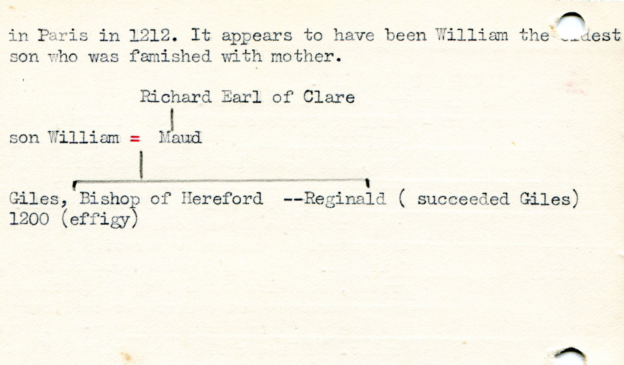 Typed notes on lined card re information taken from a book ‘Bruces and ...