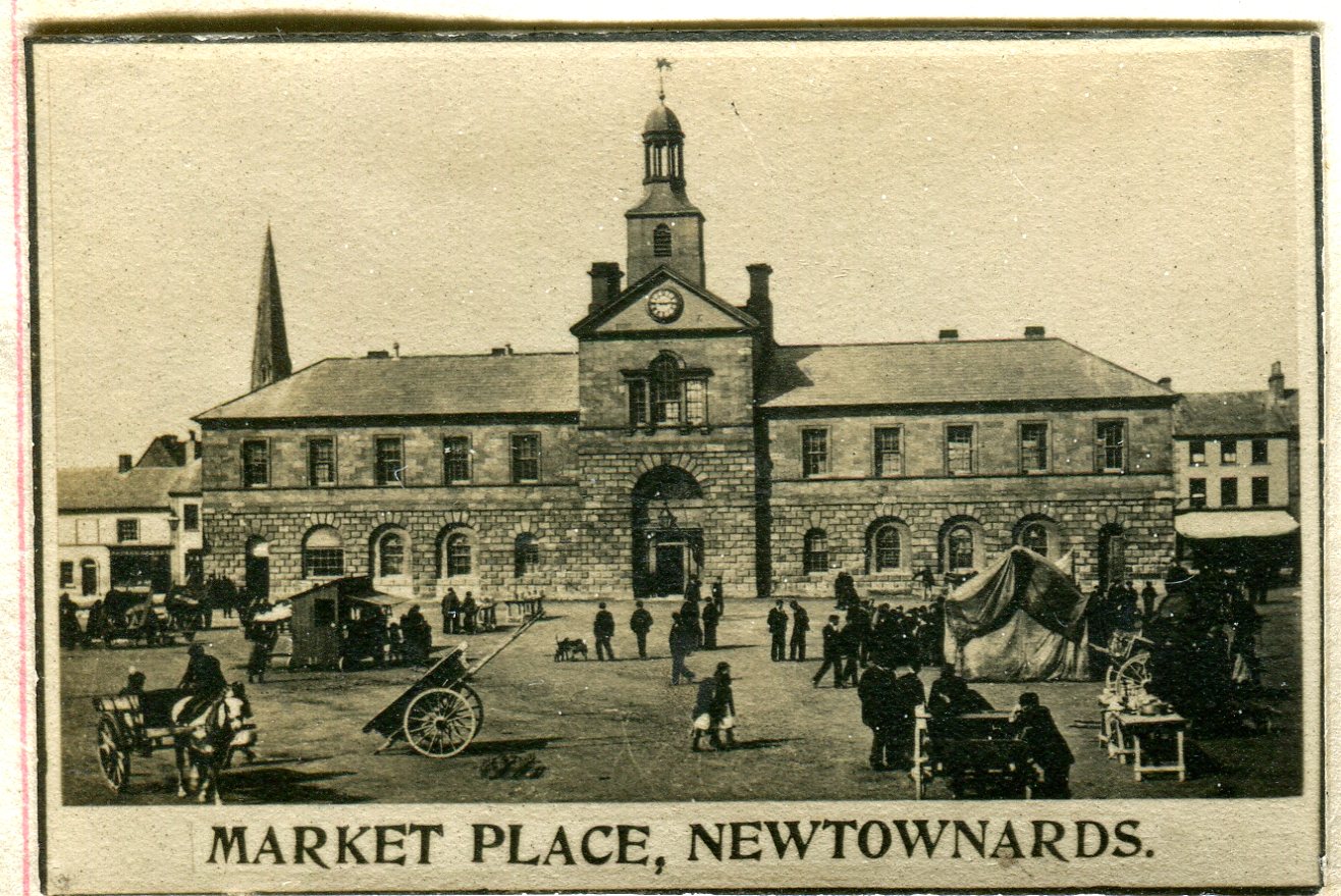 Small black and white image of Market Place, Newtownards. Image of the ...