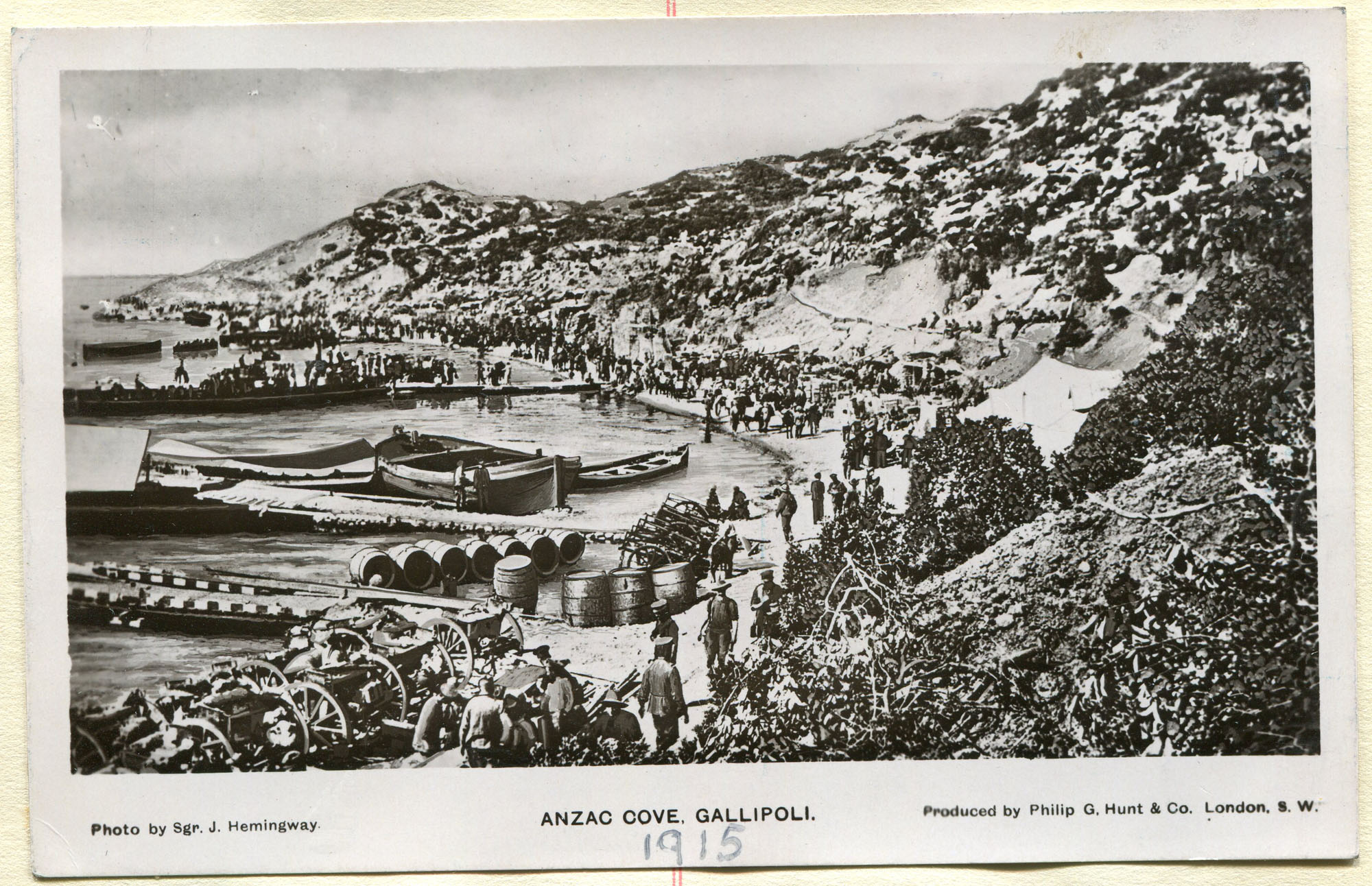 Black and white postcard captioned, ‘Anzac Cove, Gallipoli’. Photo by ...