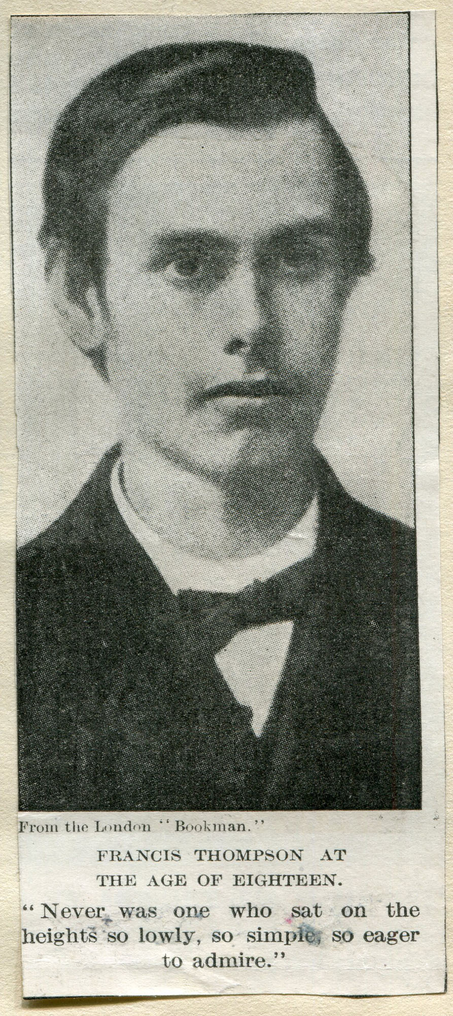 Cutting from a magazine of a black and white portrait photographic ...