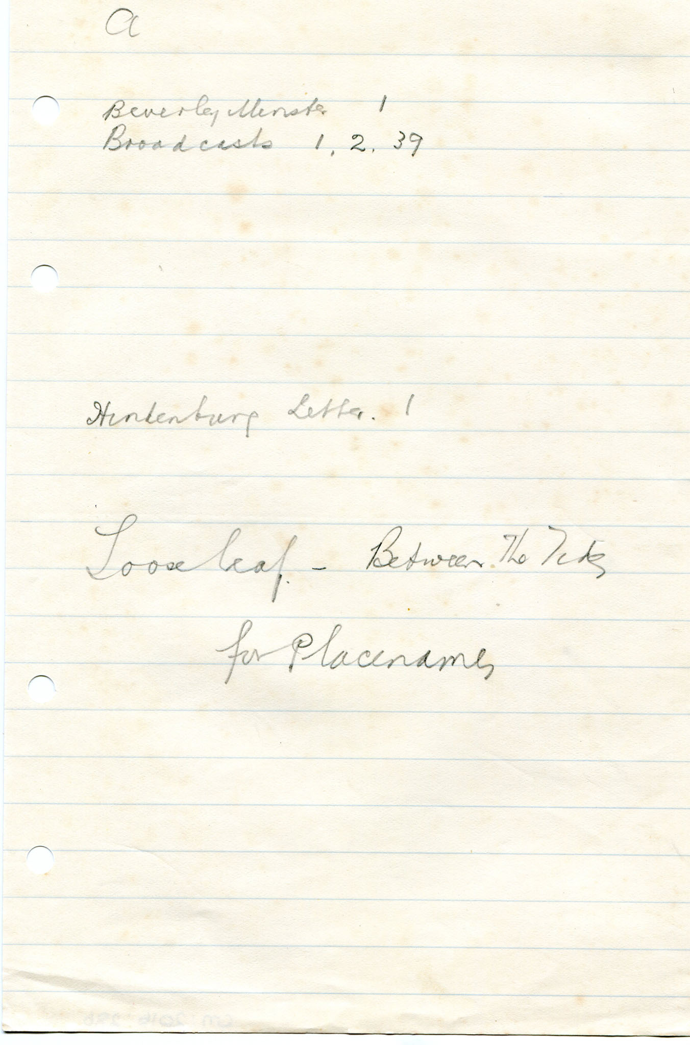 Handwritten rough notes re place names. – NI Community Heritage Archive