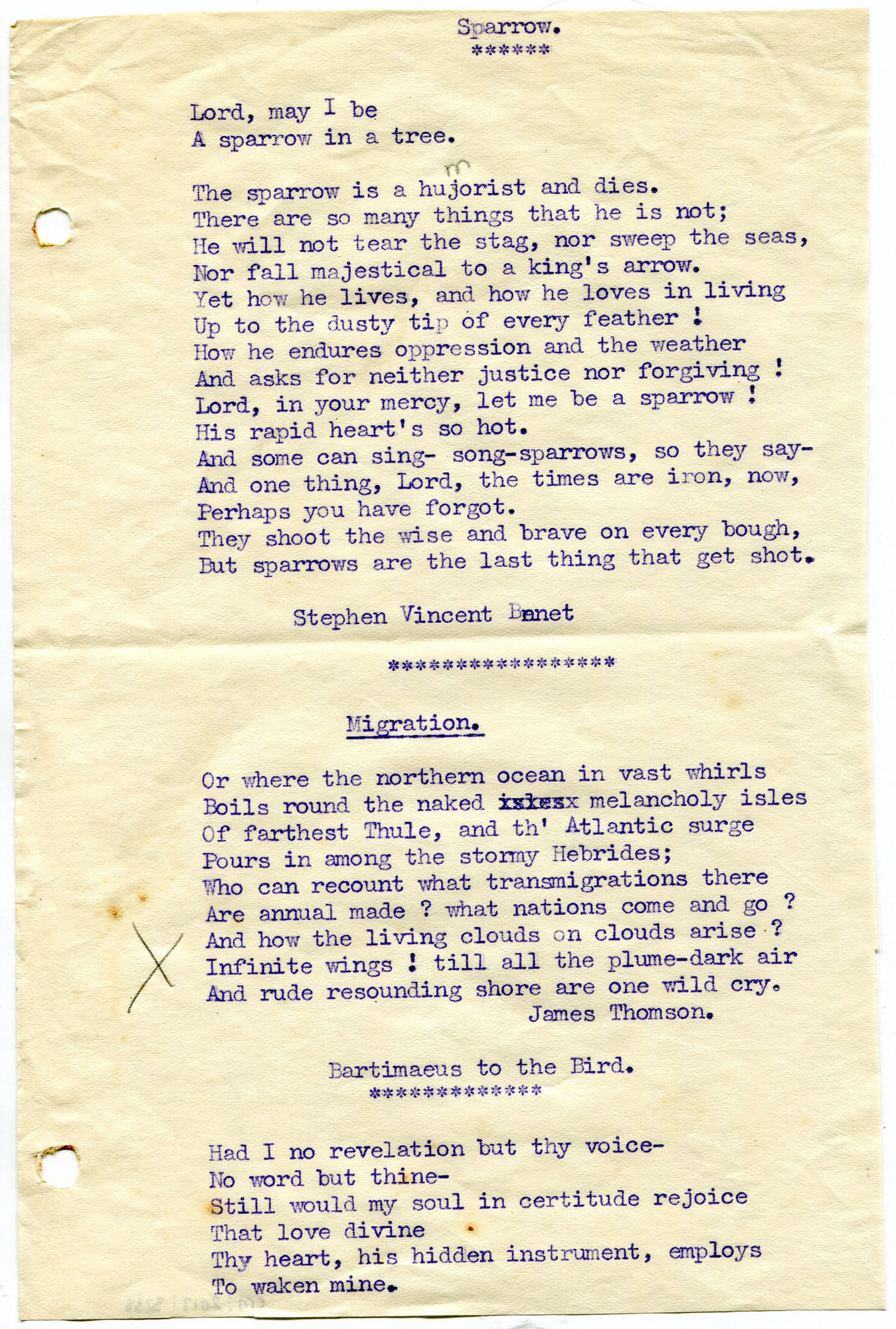 Three types poems re birds. ‘Sparrow’ by Stephen Vincent Benet ...