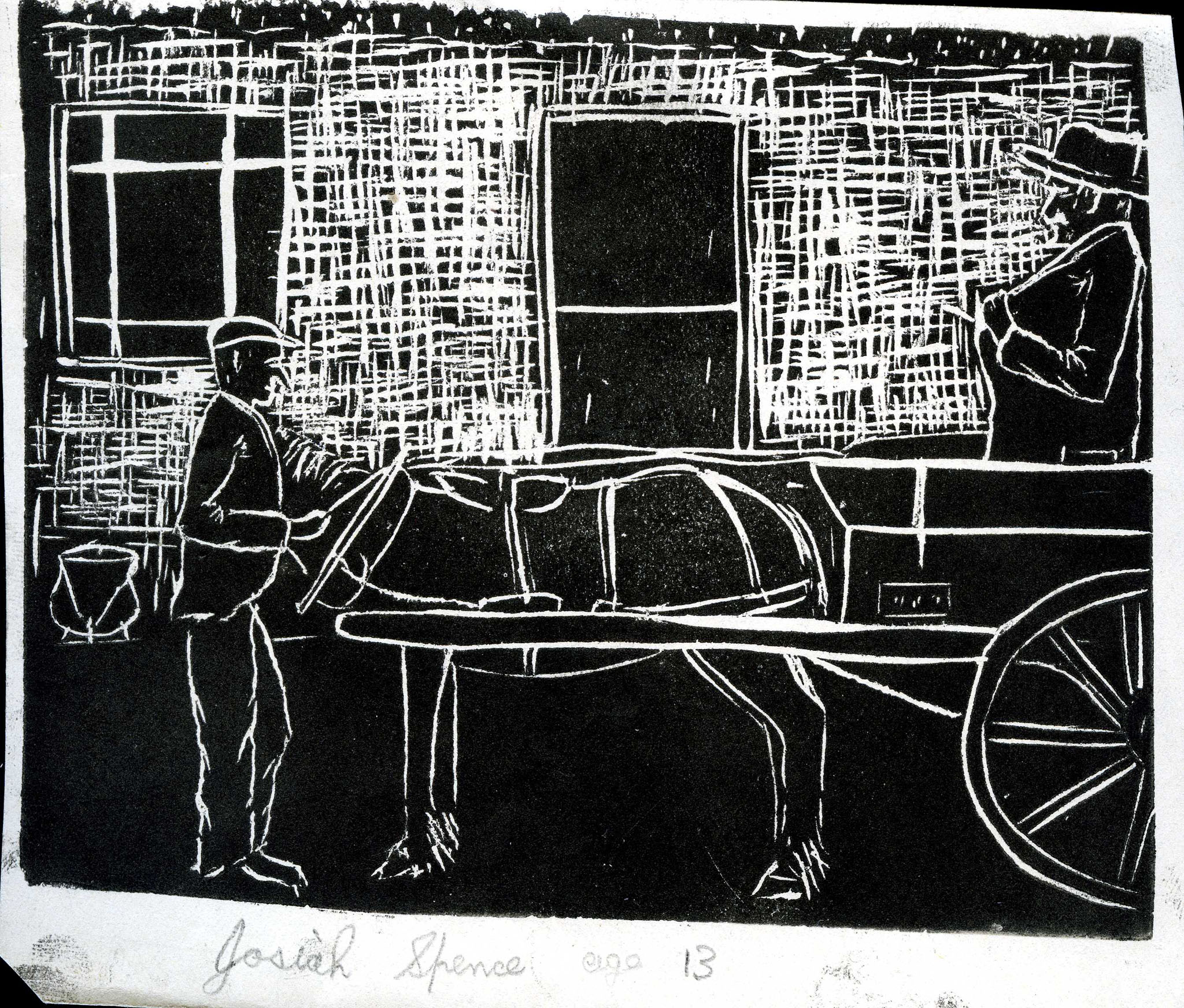 Linocut illustration by children at Tullygrawley P.E.S. Image of a ...