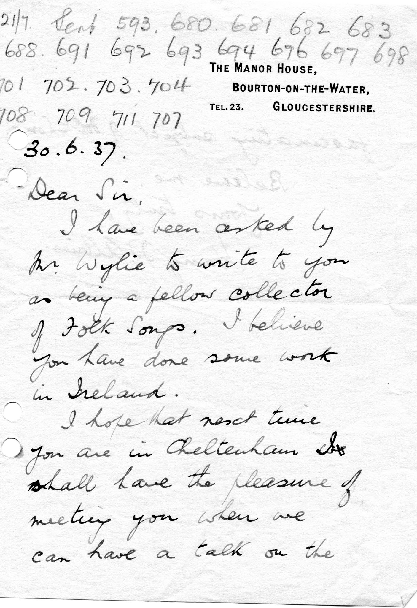 Handwritten letter (double sided) addressed to ‘Dear Sir’. They have ...