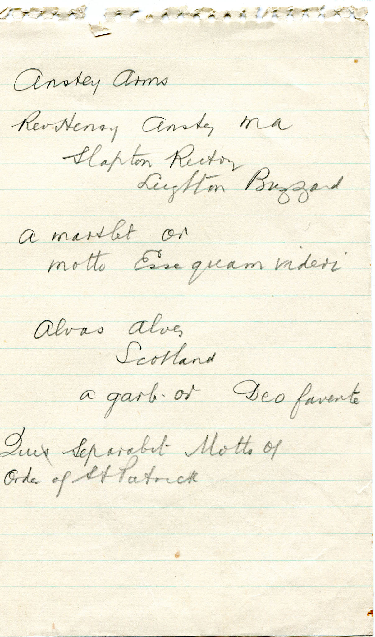 Handwritten notes in pencil. Mentions Rev Henry Anstey. – NI Community ...