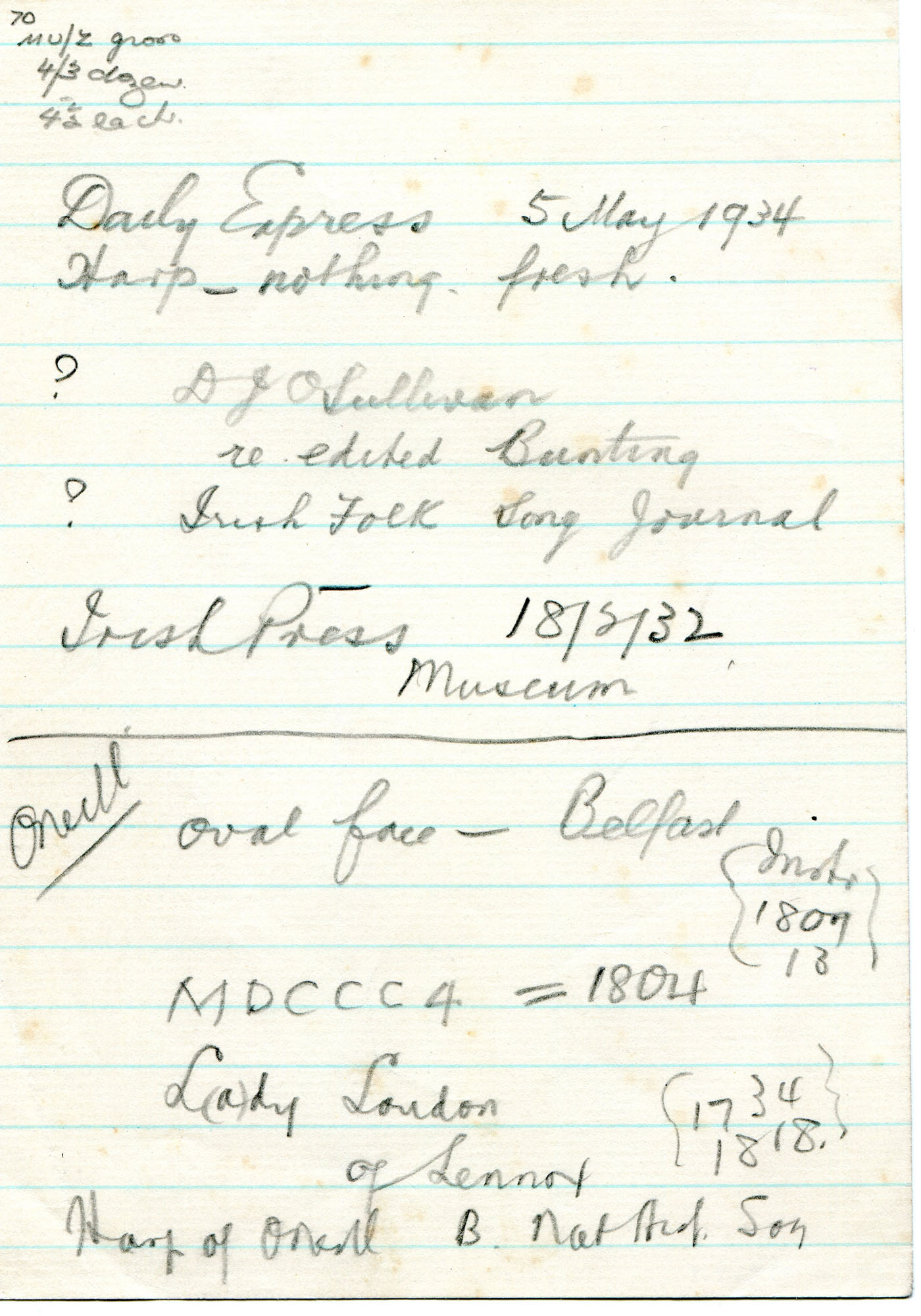 Page 1 of 7. Handwritten notes in pencil on lined paper. Not in context ...