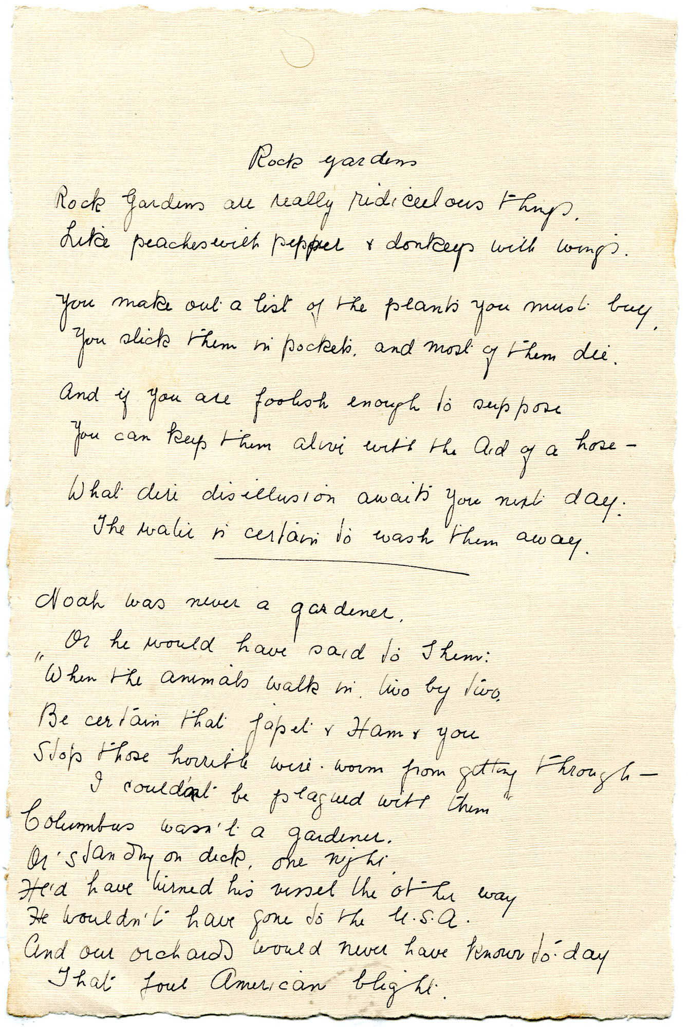 Handwritten page (double sided) of words to poems or songs. They are ...