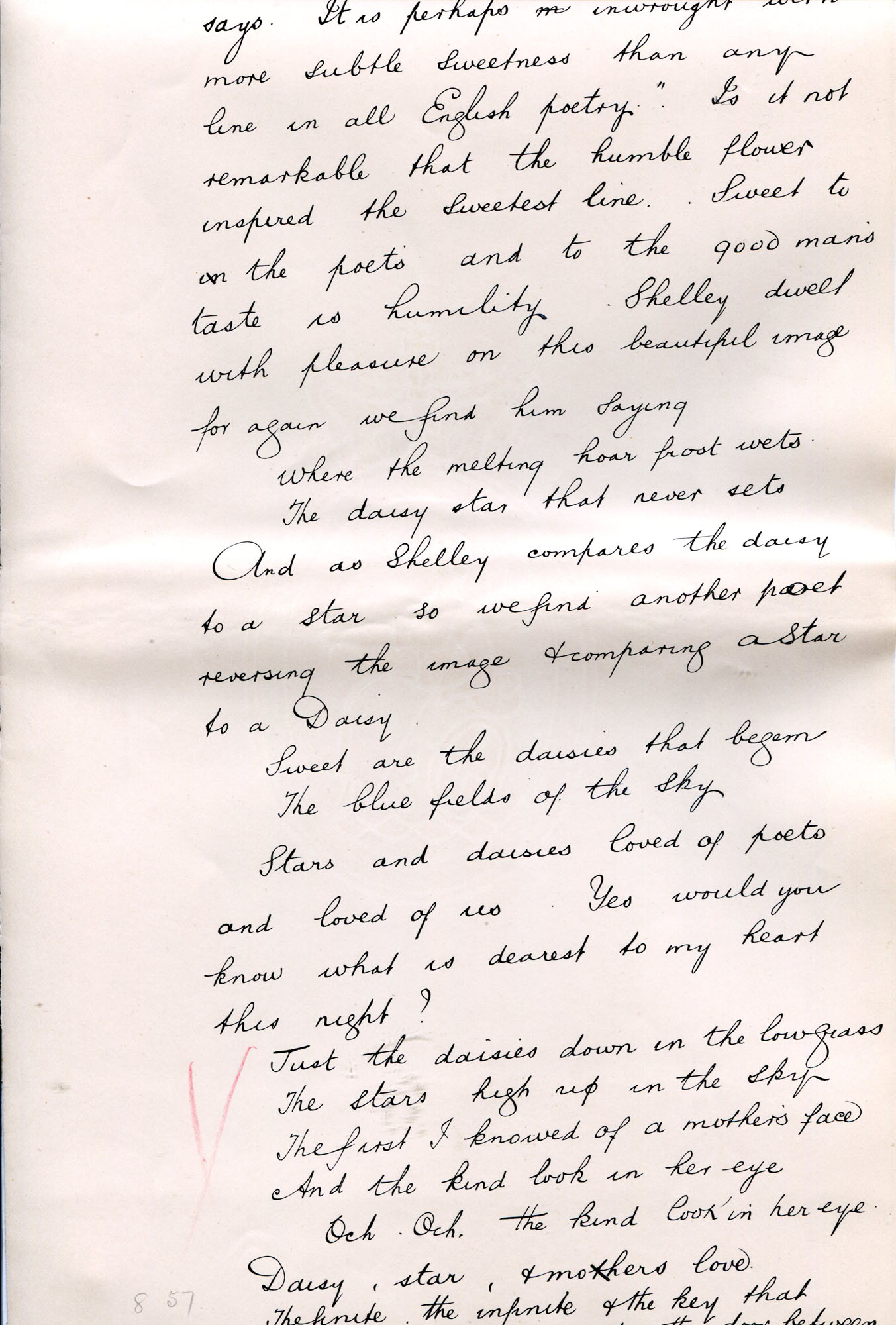 Page 15 of 33. Handwritten essay by Sam Henry titled, ‘The Daisy’. Re ...