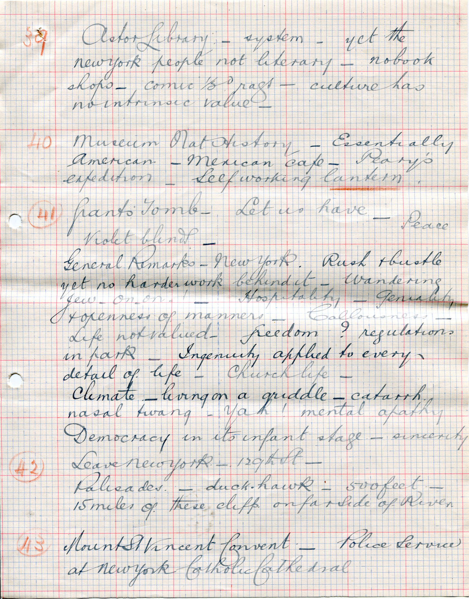 Page 17 of 27. Handwritten list of numbered notes for photographs ...