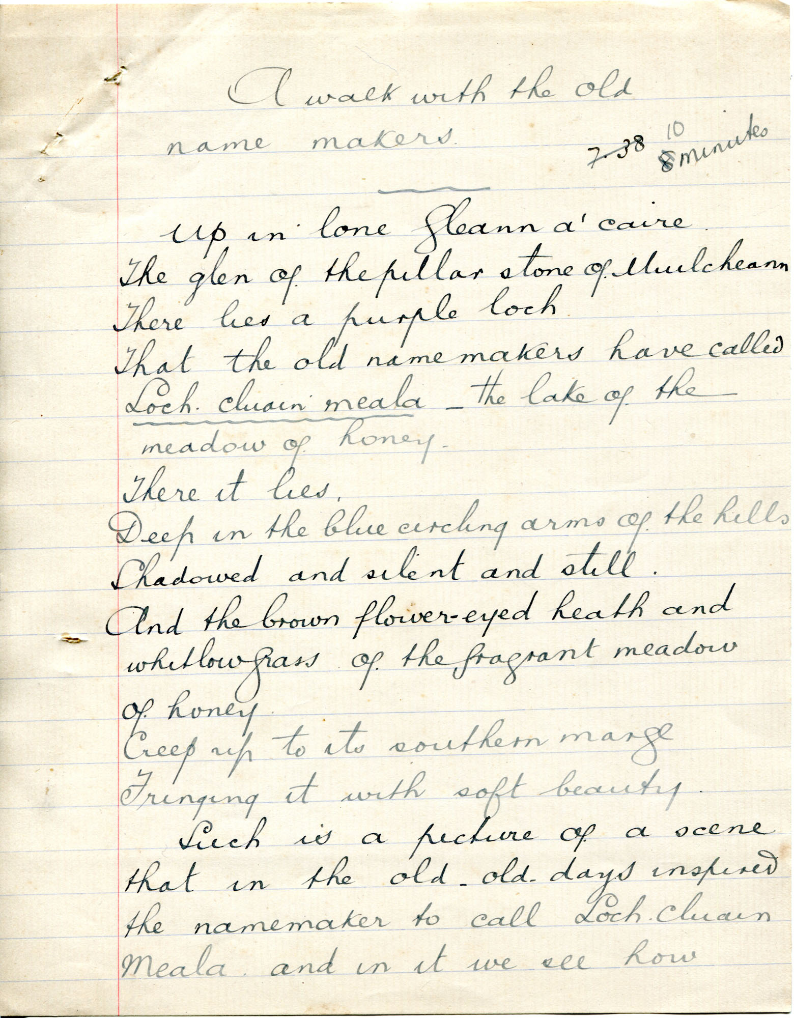 Page 1 of 10. Handwritten notes titled, ‘A Walk with the Old Name ...