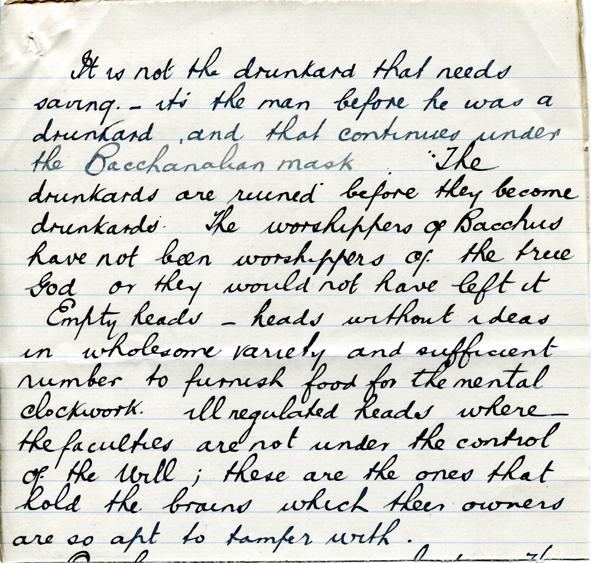 Page 13 of 15. Handwritten essay titled, ‘The Challenge of Bacchius ...