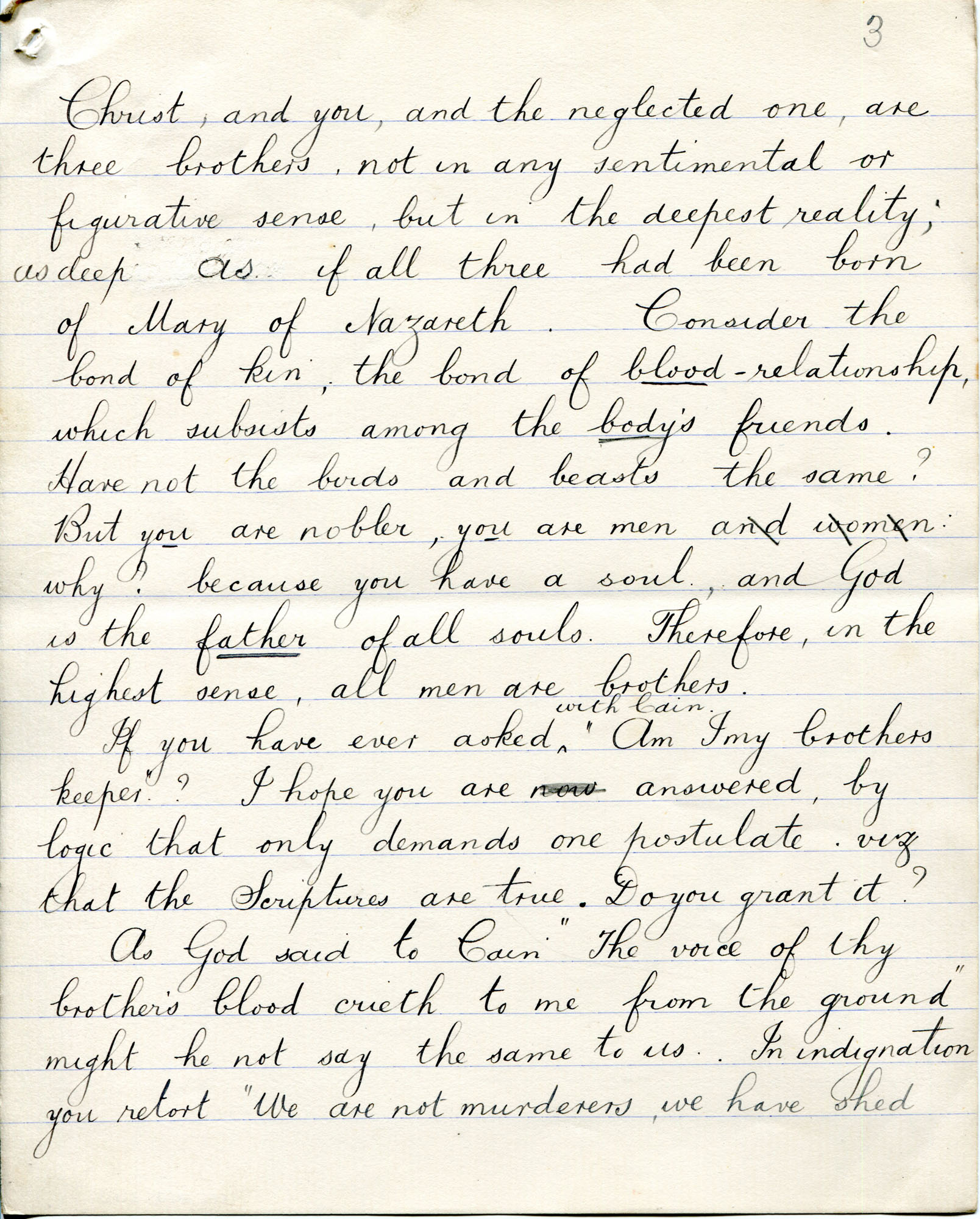 Page 3 of 38. Handwritten essay by Sam Henry titled, ‘The Voice from ...