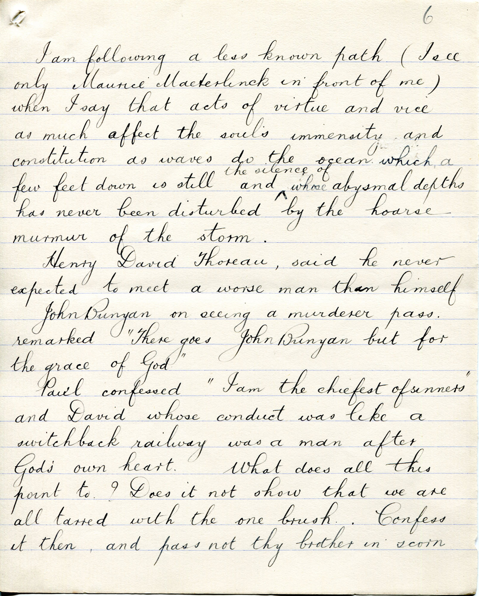 Page 6 of 38. Handwritten essay by Sam Henry titled, ‘The Voice from ...