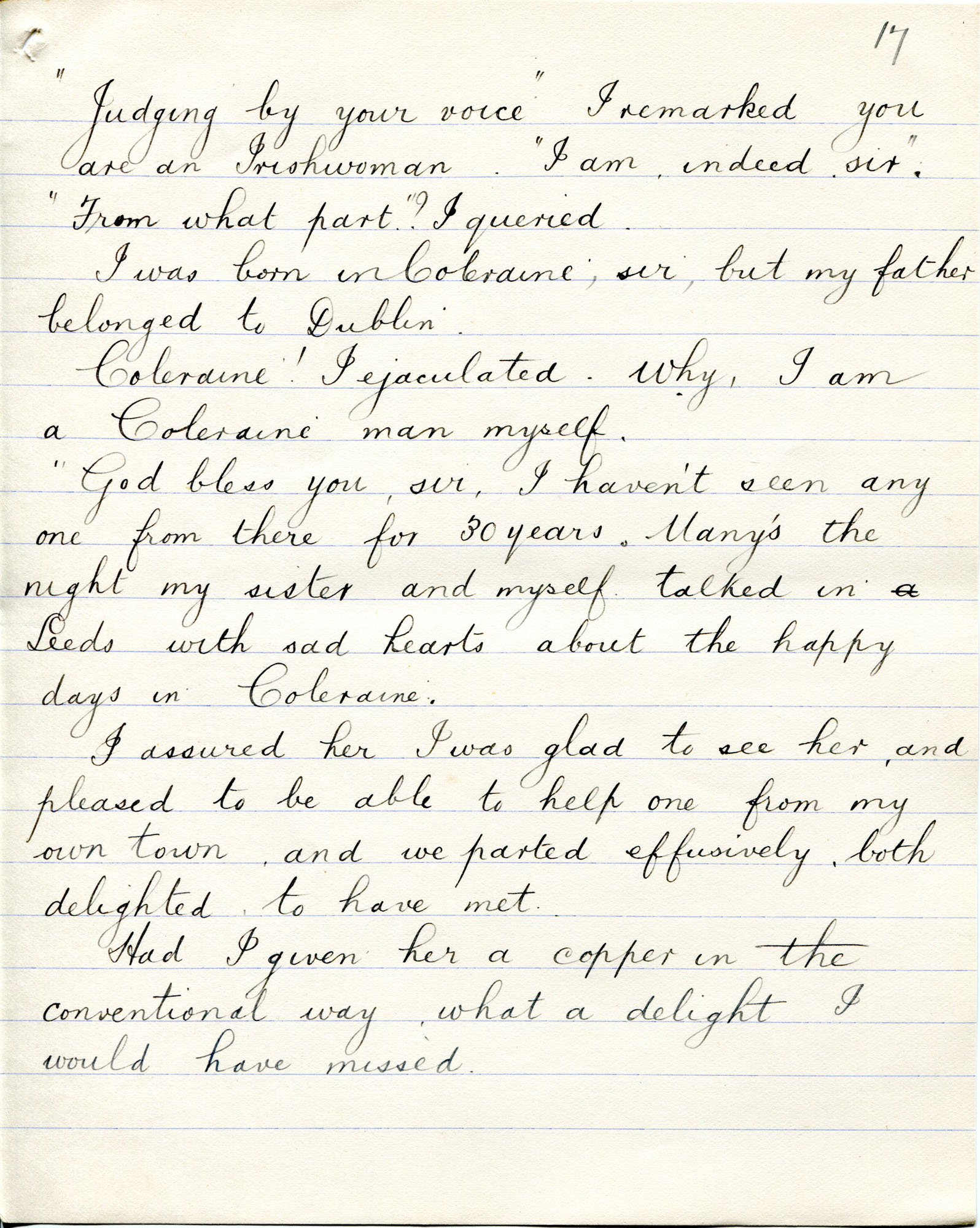 Page 17 of 38. Handwritten essay by Sam Henry titled, ‘The Voice from ...