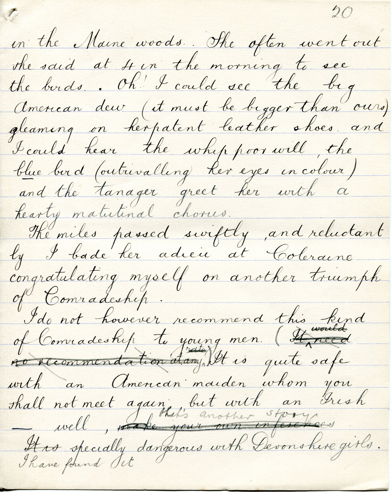 Page 20 of 38. Handwritten essay by Sam Henry titled, ‘The Voice from ...