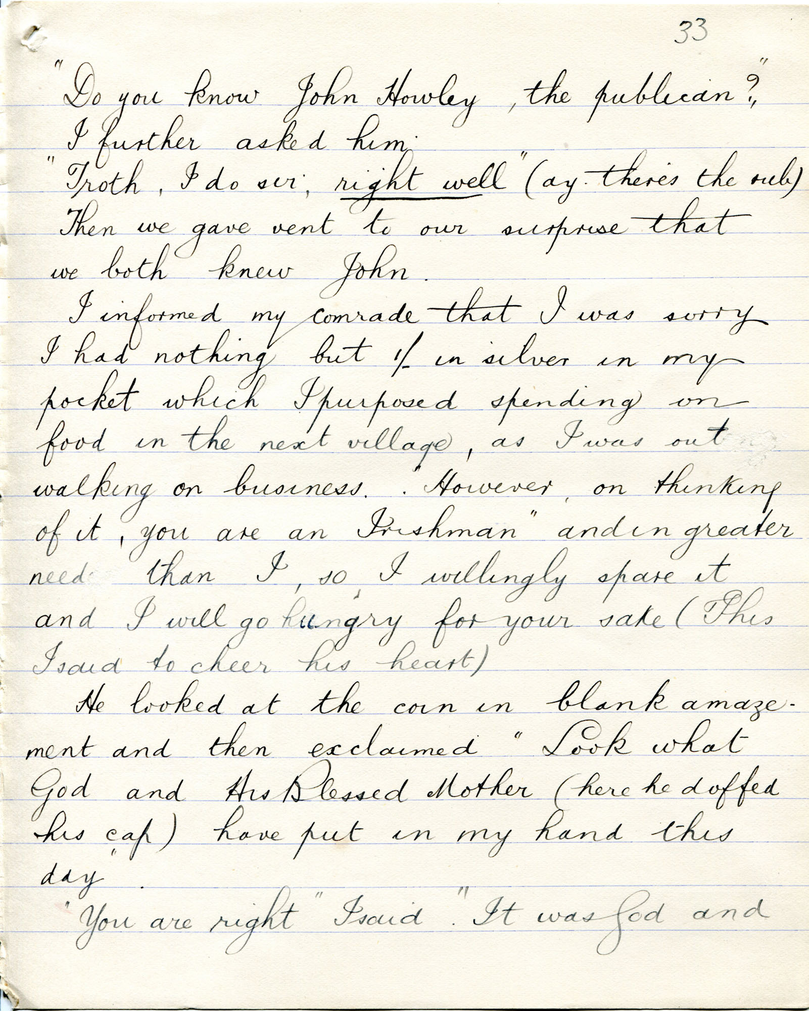 Page 33 of 38. Handwritten essay by Sam Henry titled, ‘The Voice from ...