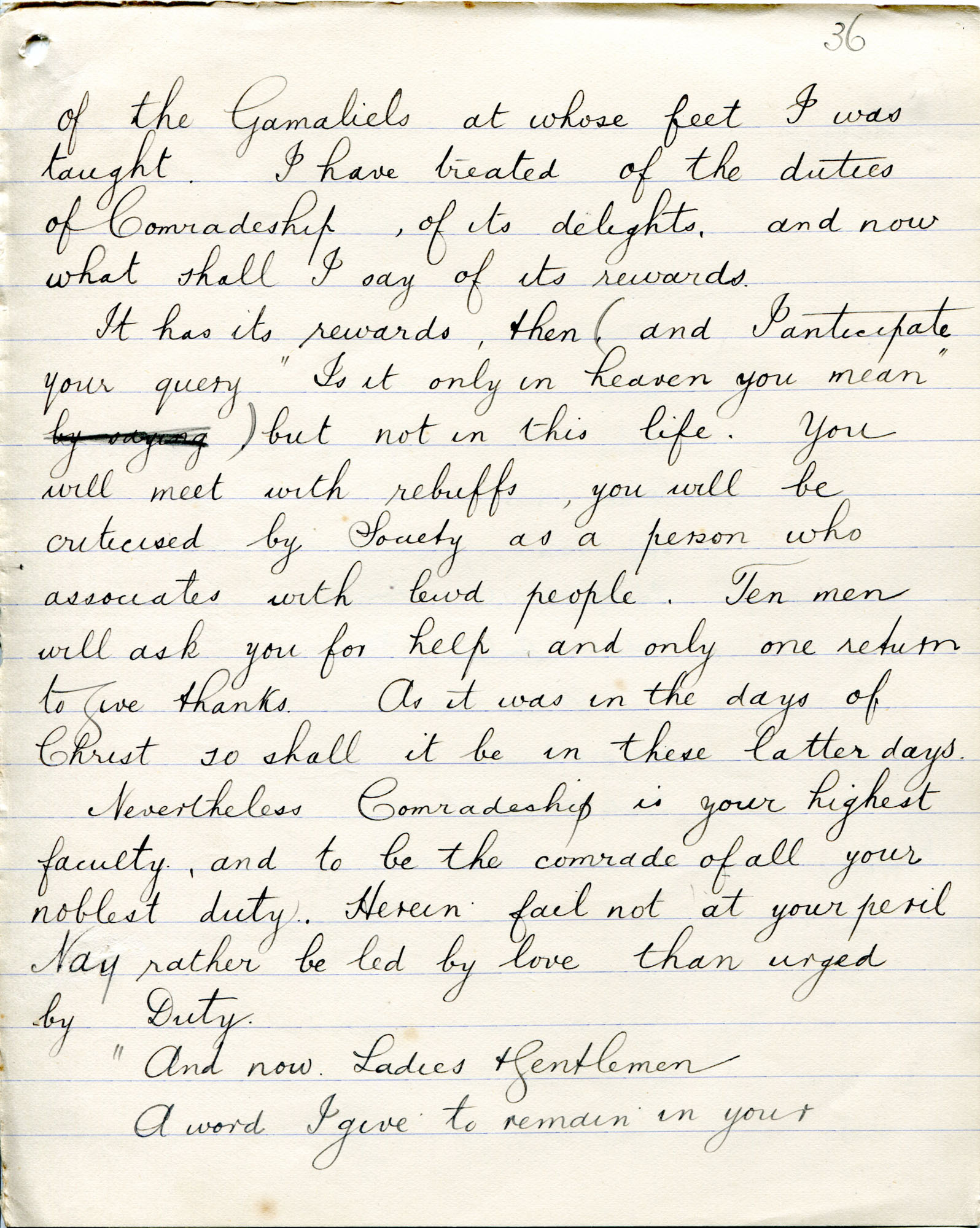 Page 36 of 38. Handwritten essay by Sam Henry titled, ‘The Voice from ...