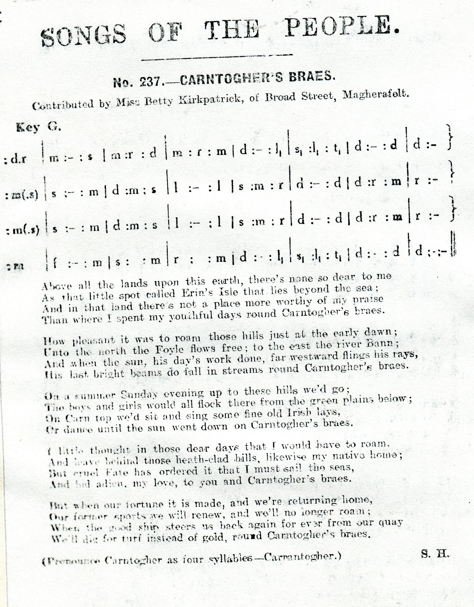 Photocopy of a Songs of the People article. Tonic sol-fa notation and ...