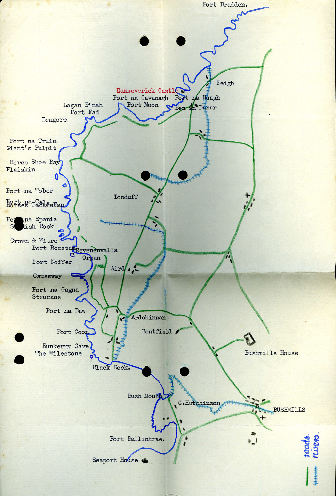 Map of the Causeway coast from Port Bradden to Port Ballintrae. – NI ...