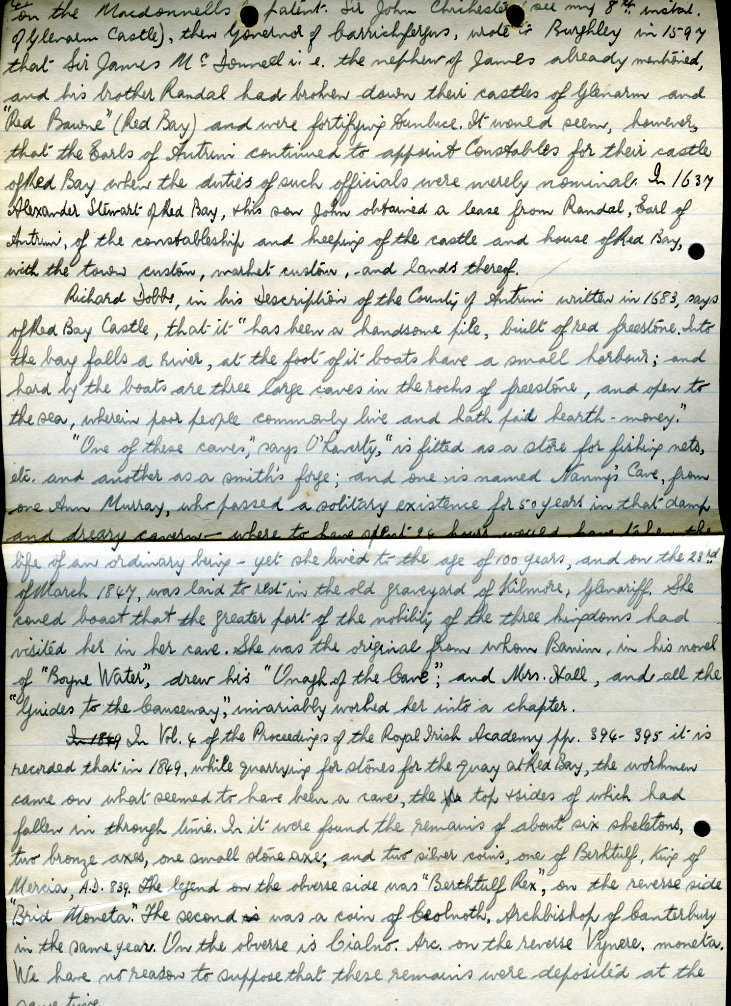 Page two of Red Bay Castle continues the history of the castle and its ...