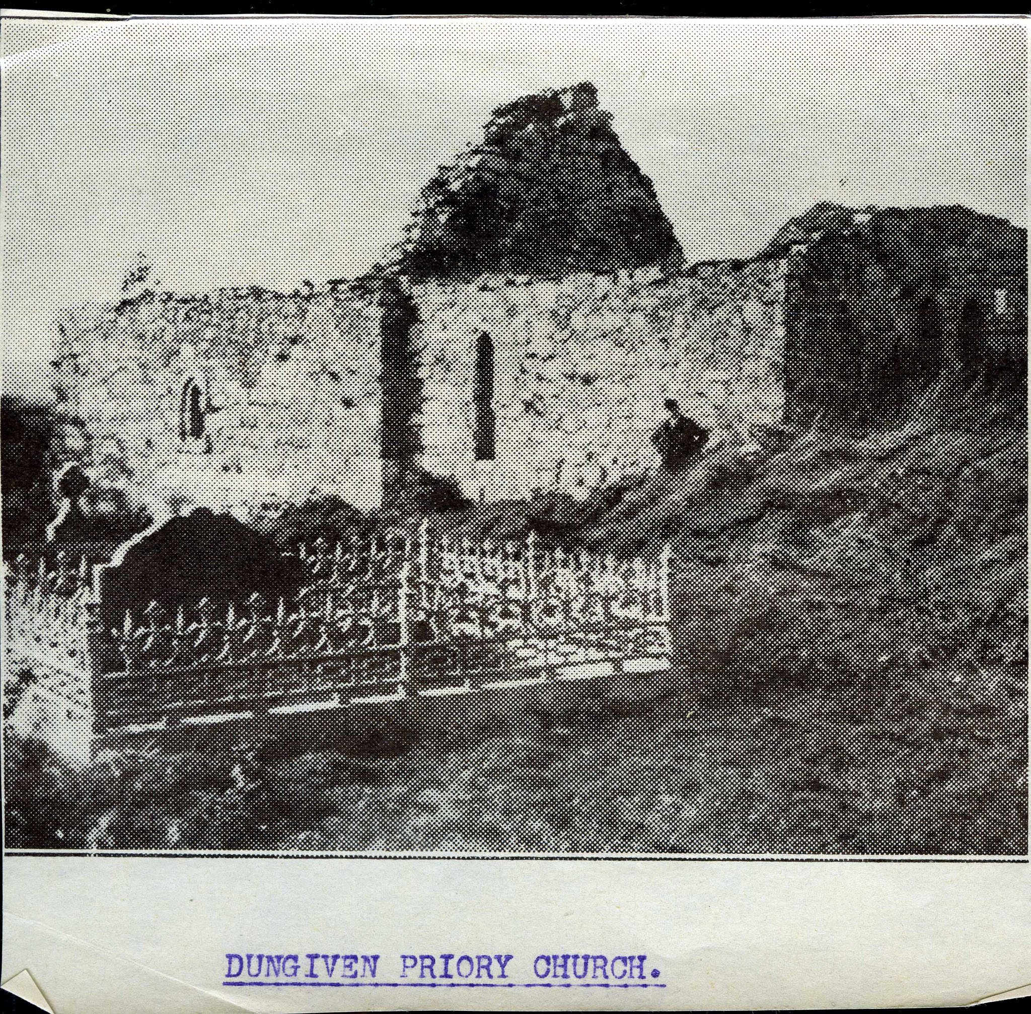 Photo of Dungiven Priory Church. It appears to be a cutting from a ...