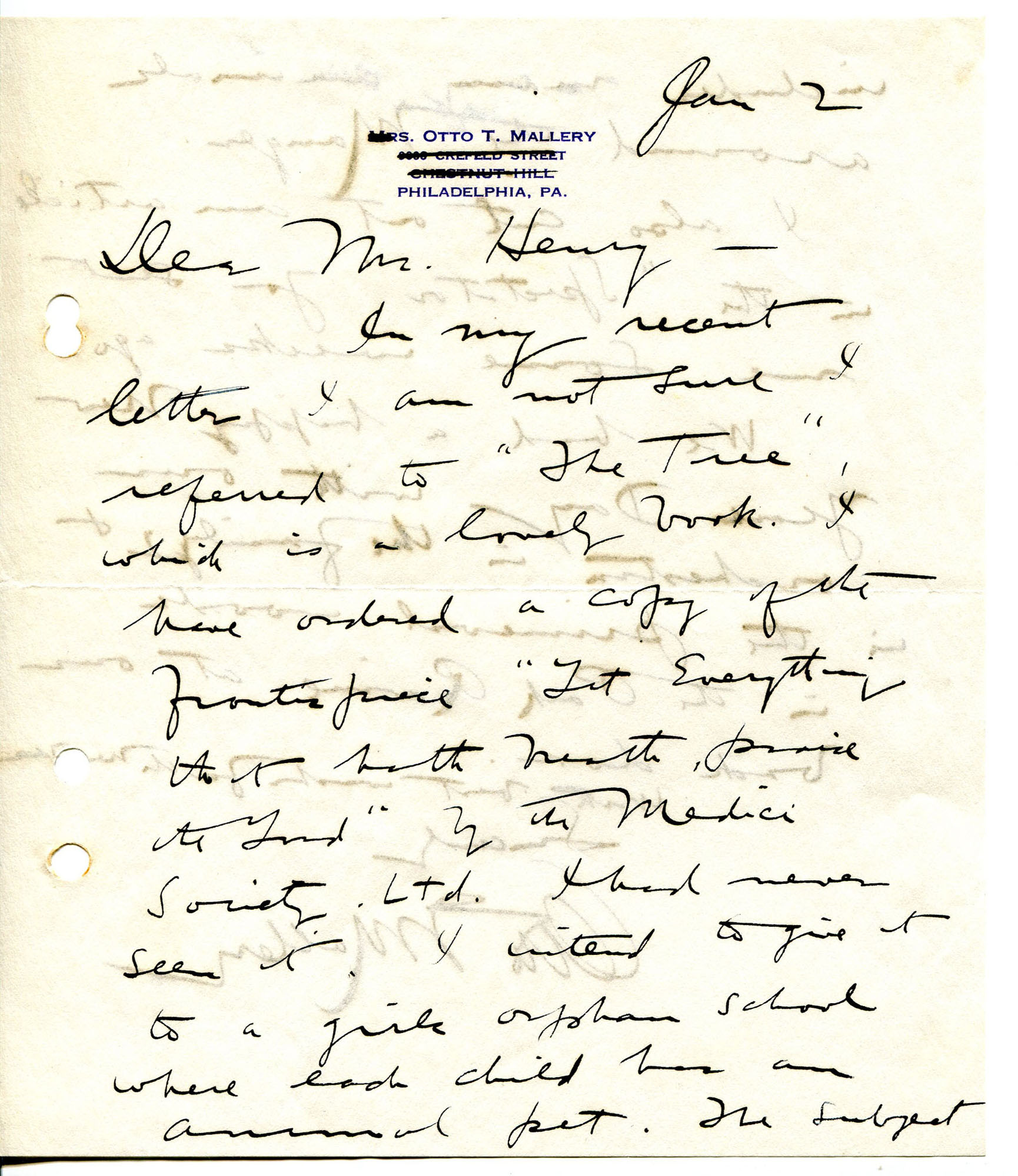 Handwritten letter – general news. Buying copy of frontispiece print in ...