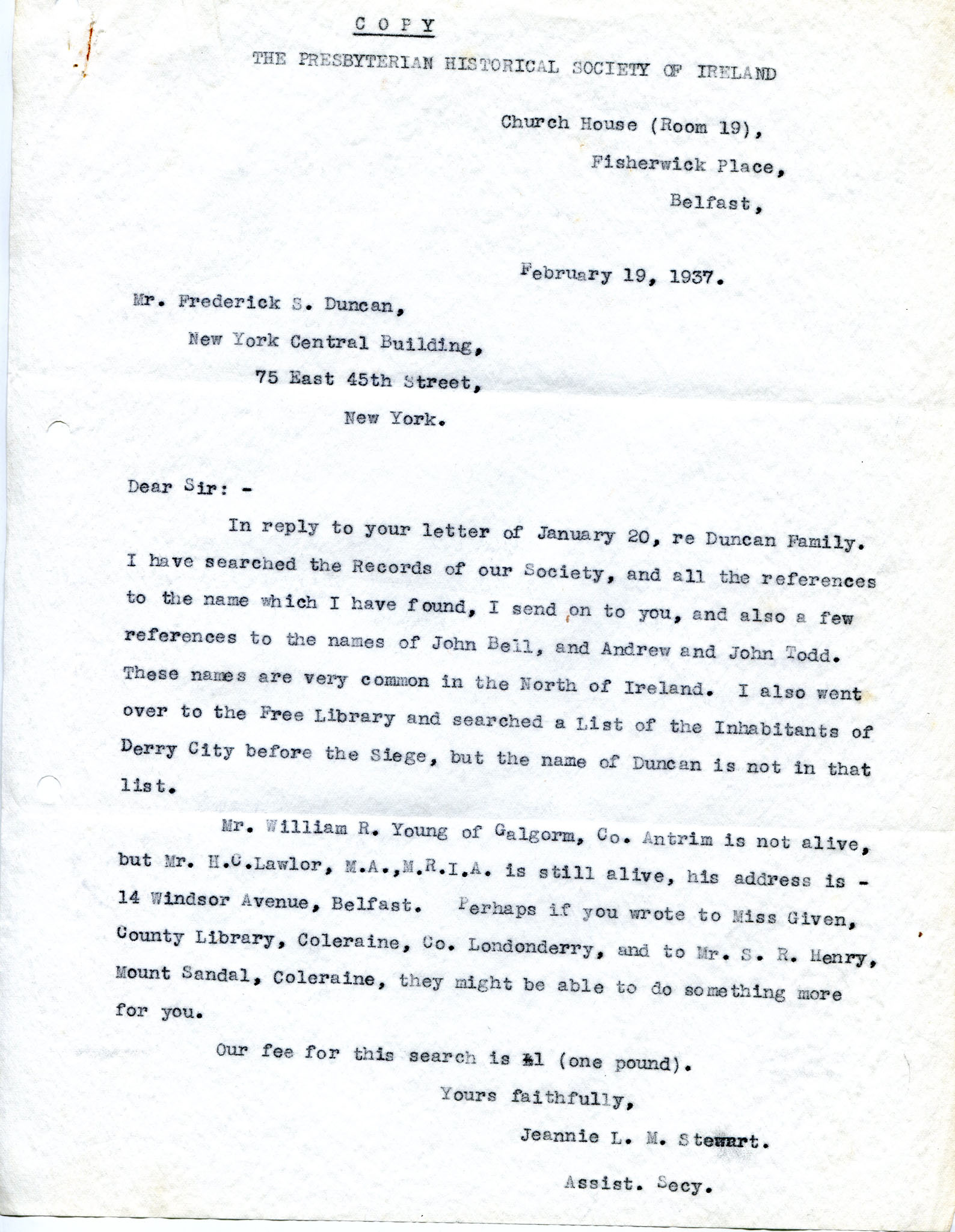 One of 4 typed pages – letter and information from variety of 17th and ...