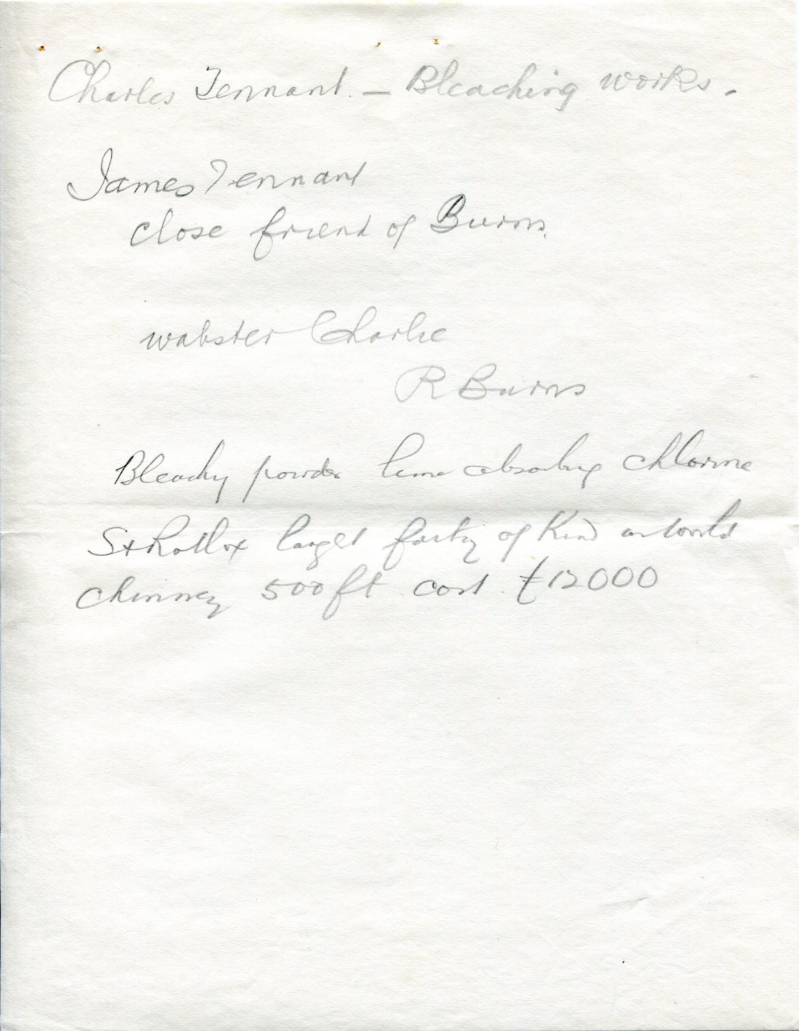 Handwritten rough notes re Tennants, links to bleaching works – NI ...